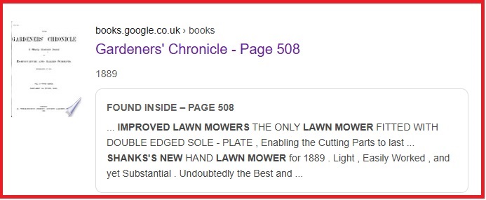 GARDENERS CHRONICLE 1889 EXTRACTS | The Old Lawnmower Club